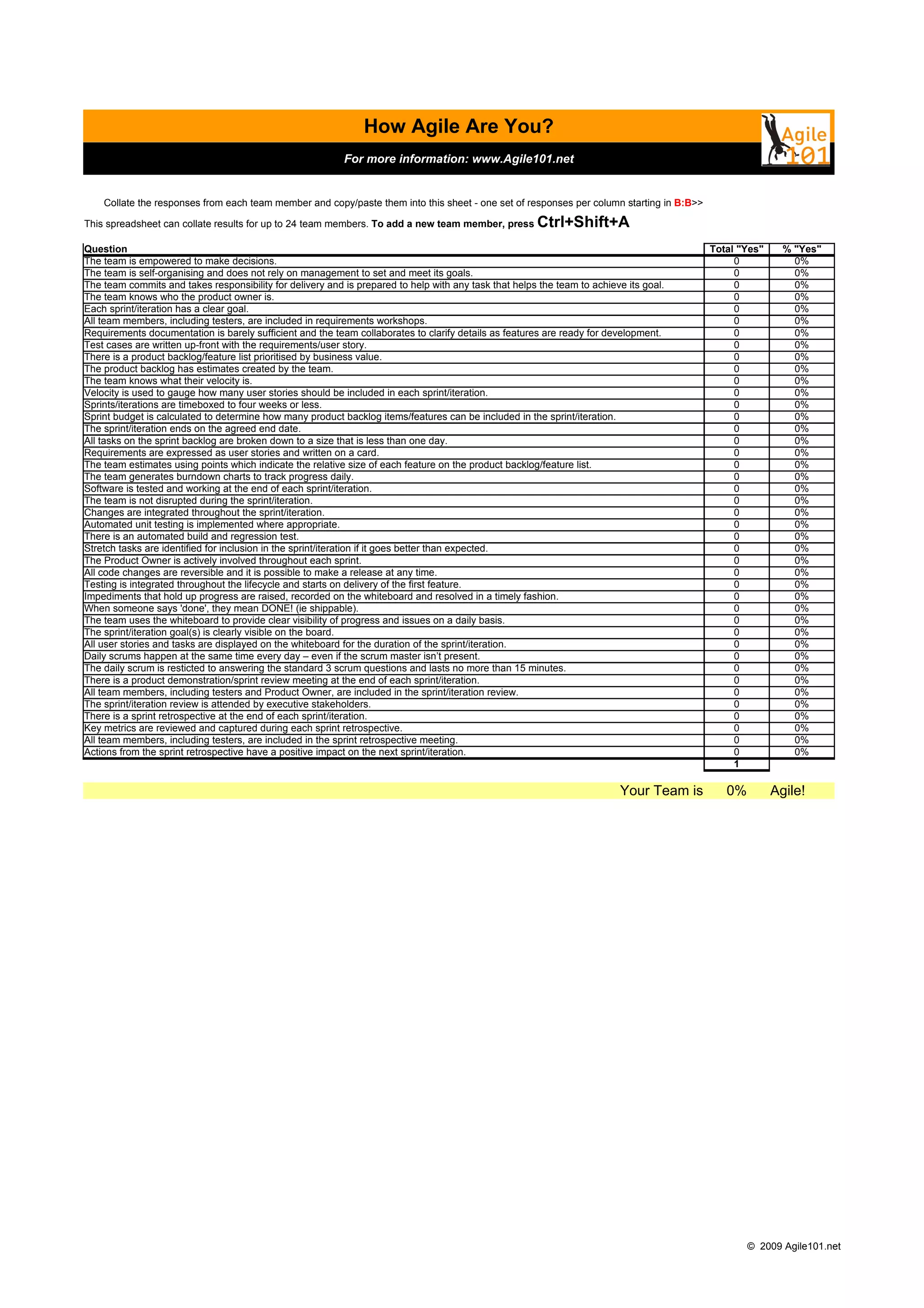 How Agile Are You | XLS