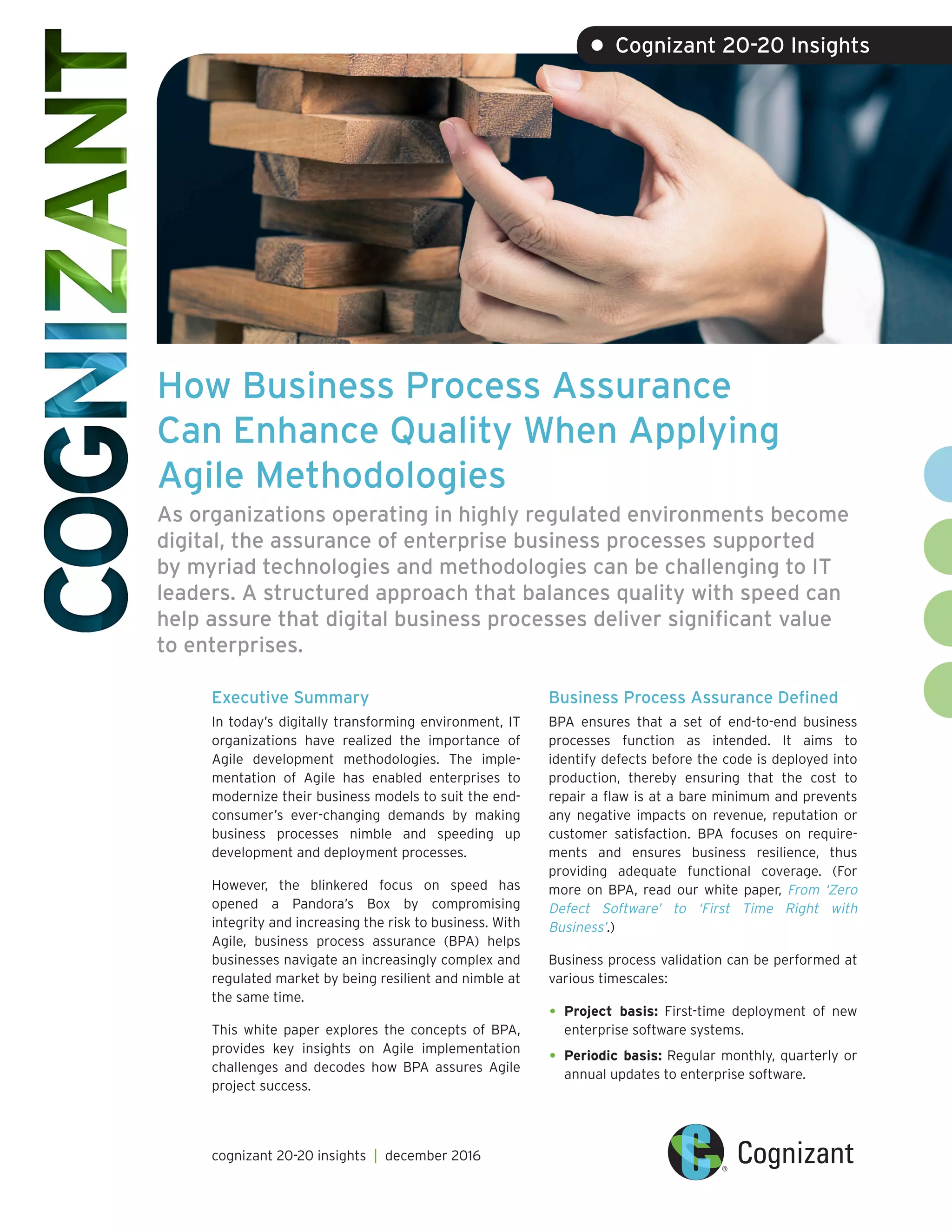 How Business Process Assurance Can Enhance Quality When Applying Agile ...