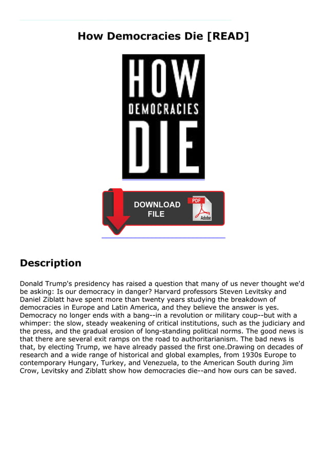 How Democracies Die [READ] | PDF