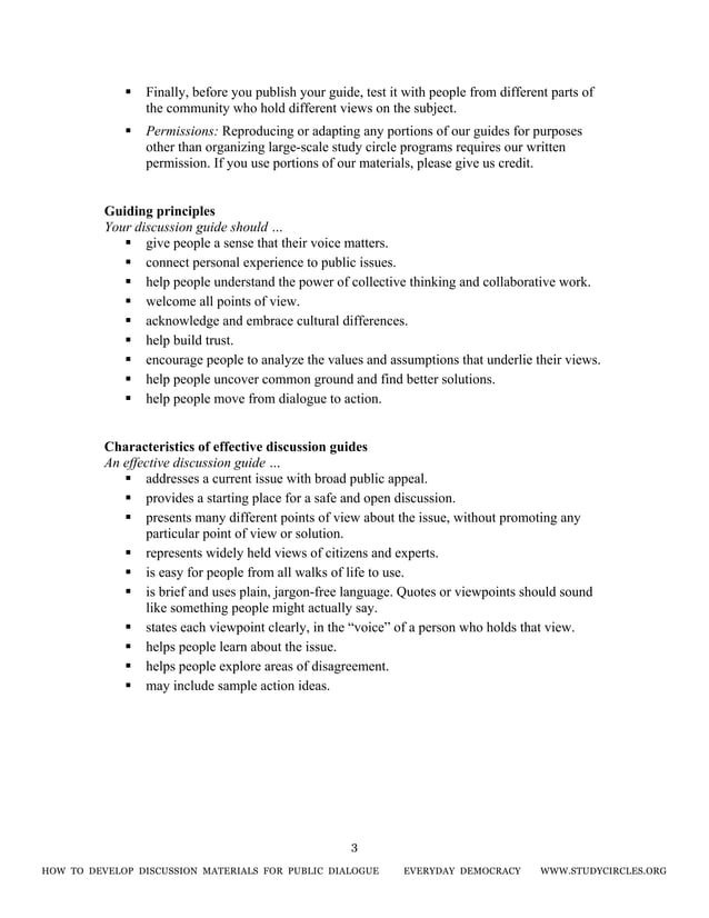 How to Develop Discussion Materials for Public Dialogue | PDF