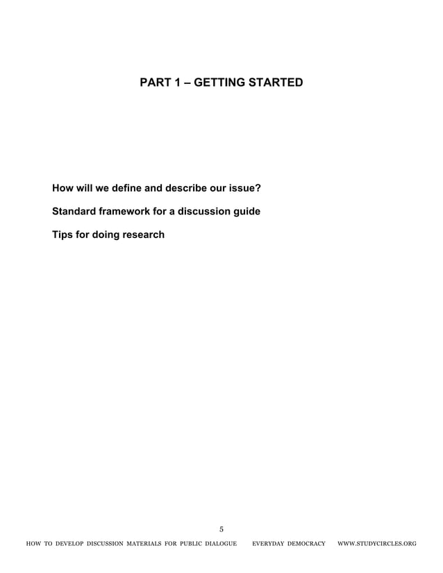 How to Develop Discussion Materials for Public Dialogue | PDF