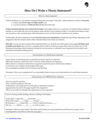 How do i write a thesis statement | PDF