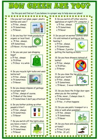 How green-are-youquiz-fun-activities-games 76448 | PDF