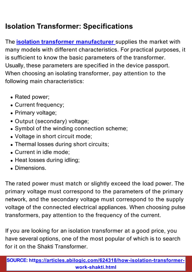 How Isolation Transformer Works - Shakti Electronics | PPTX | First Aid ...