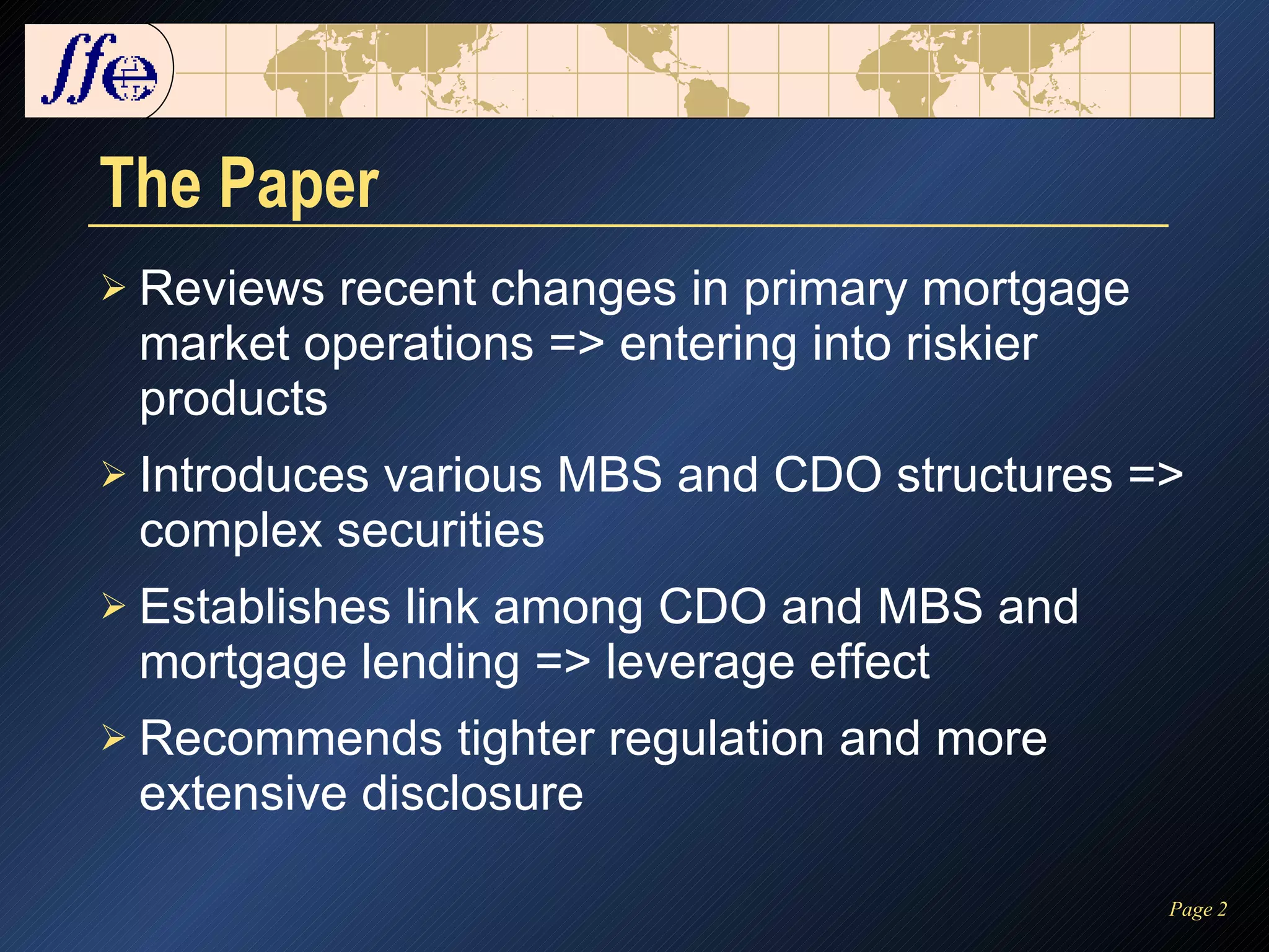 How Resilient are MBS to CDO Market Disruptions | PPT
