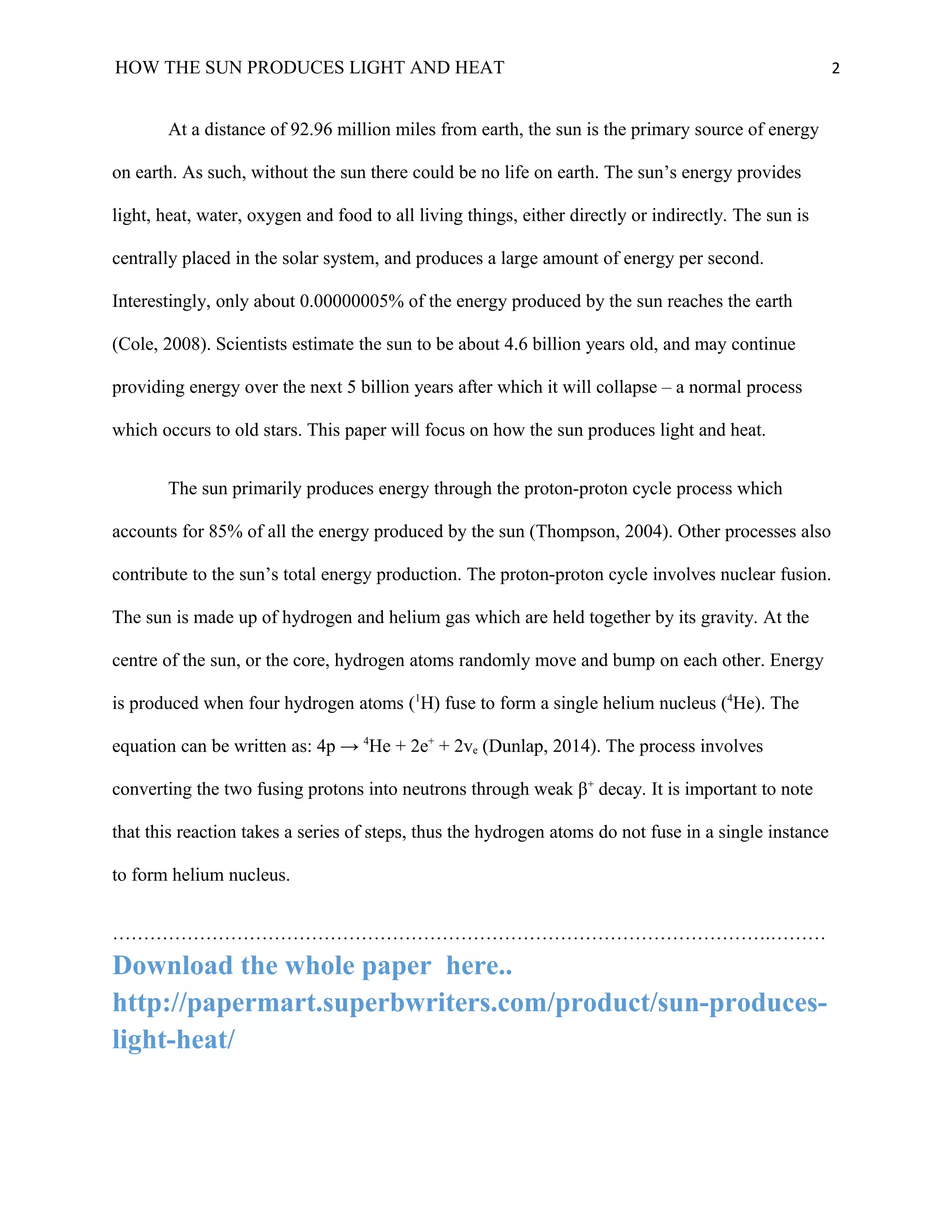 How the-sun-produces-light-and-heat | DOC