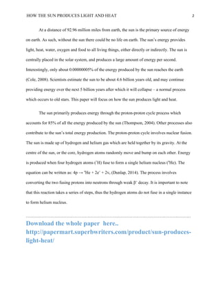 How the-sun-produces-light-and-heat | DOC