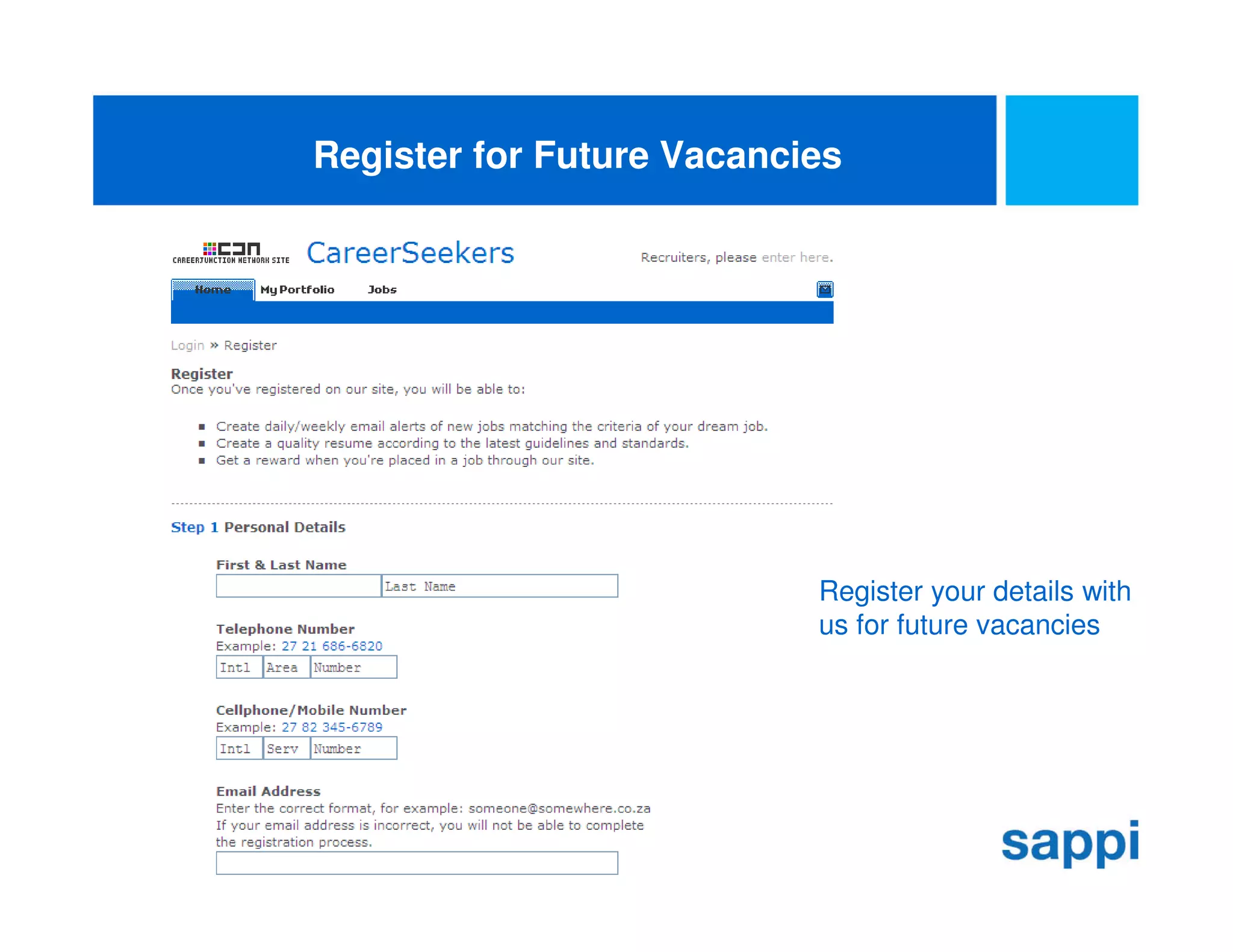 How to register your CV on Careers @ Sappi | PDF