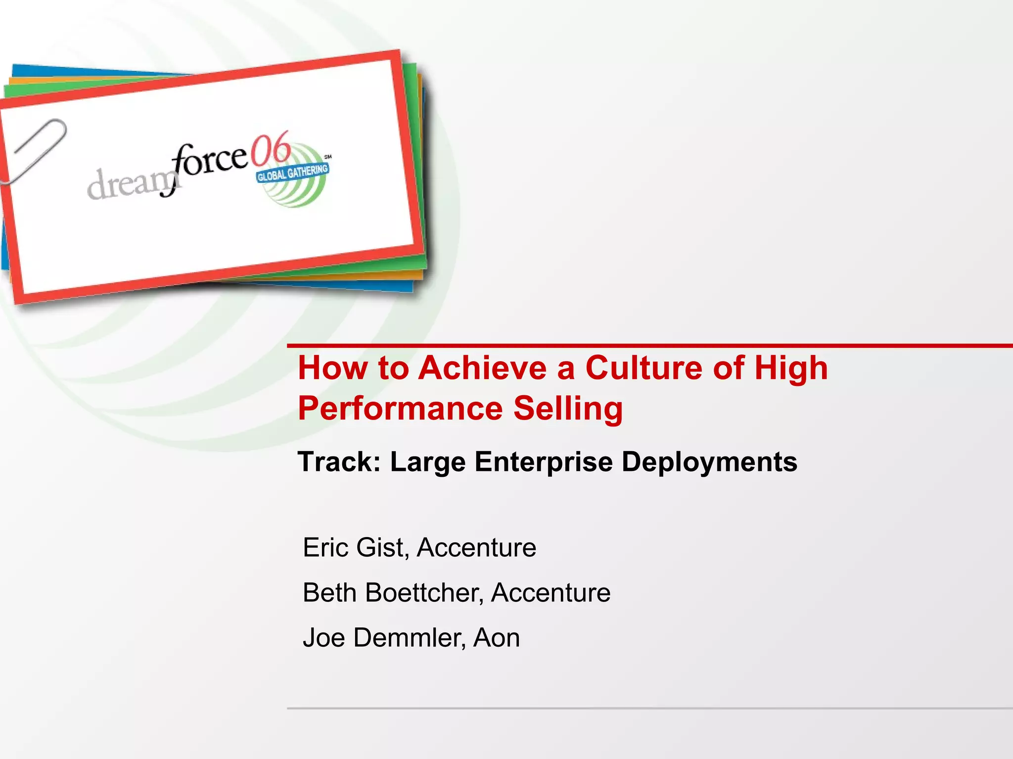 How to Achieve a Culture of High Performance Selling | PPT