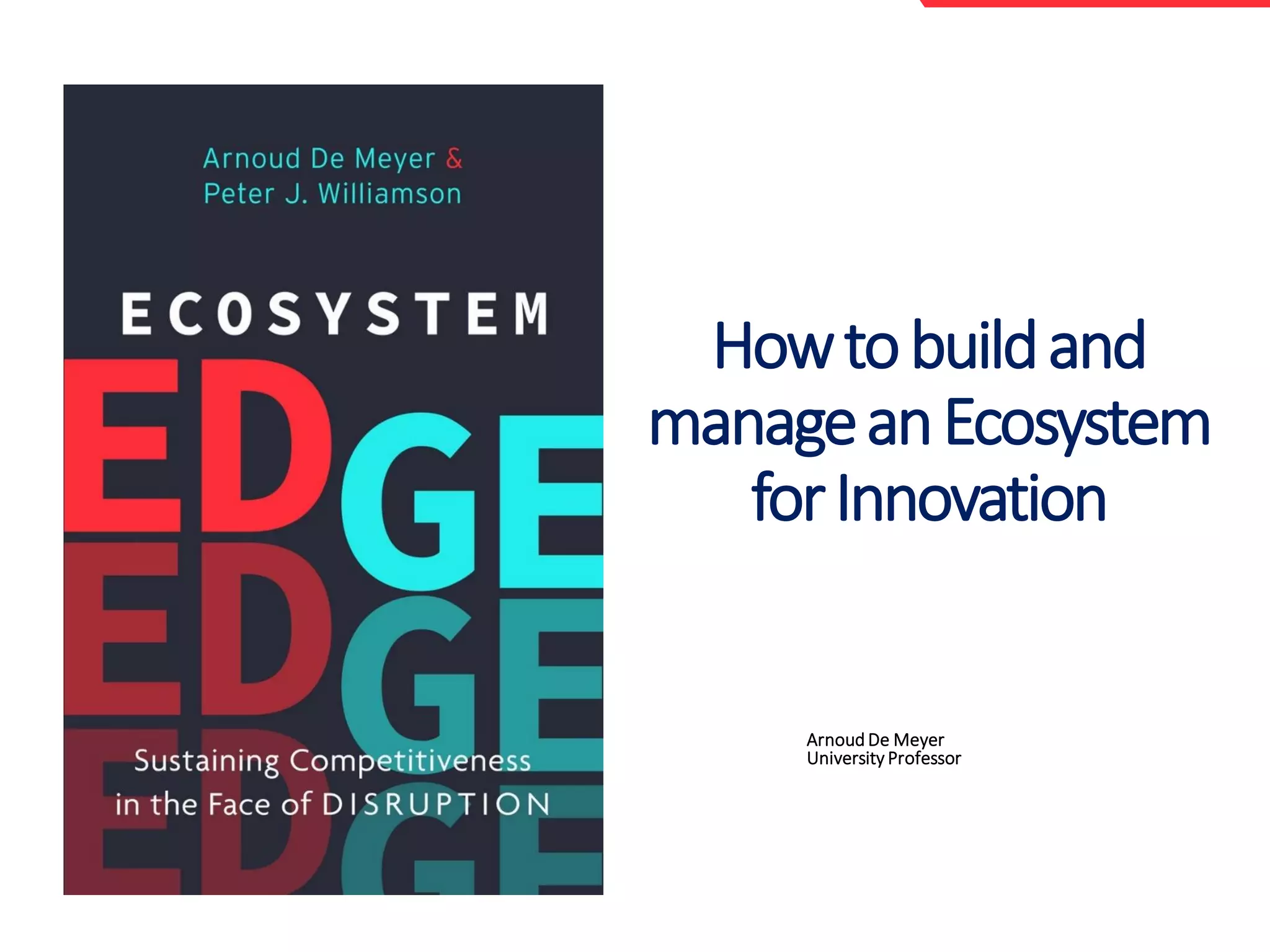 How to build and manage an Ecosystem for Innovation | PDF