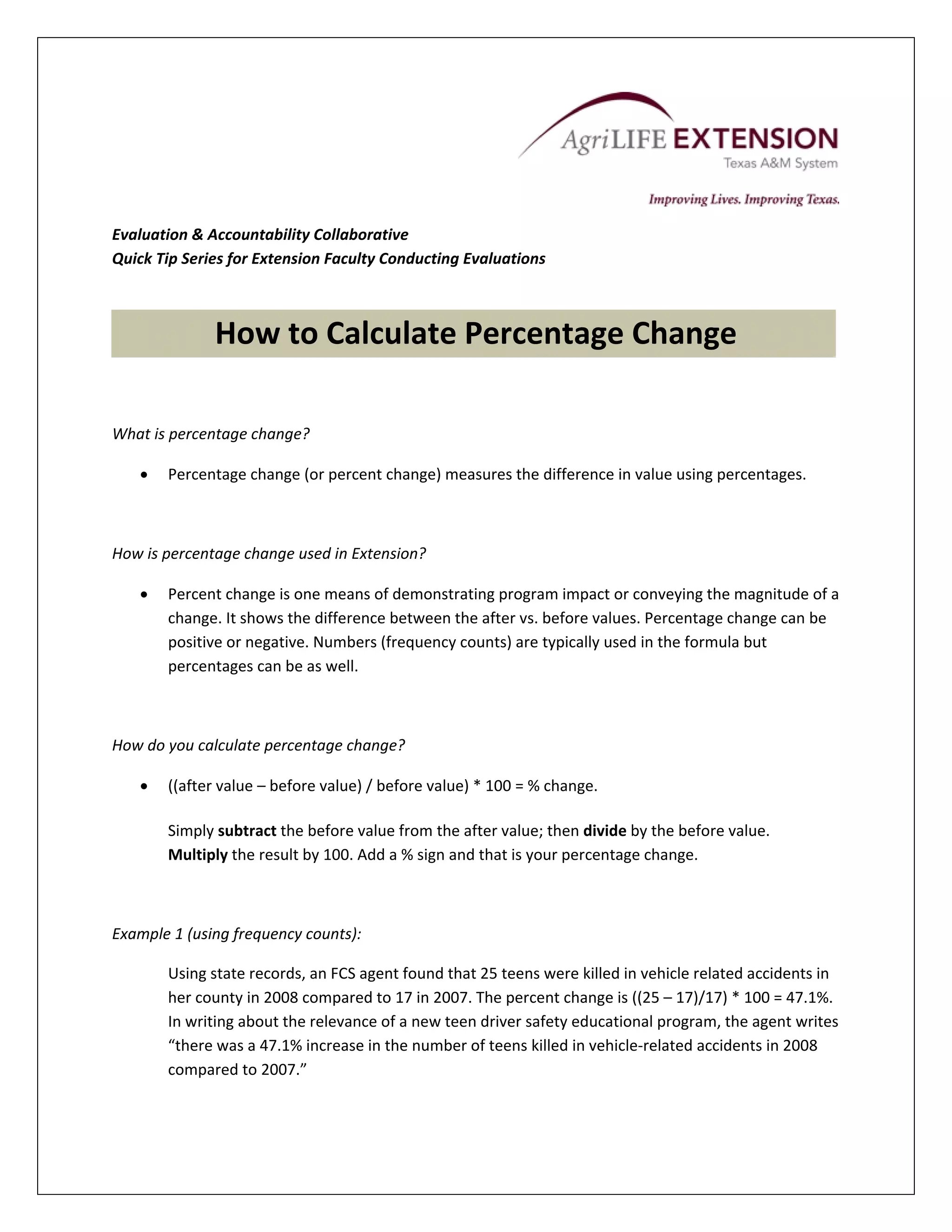 How to-calculate-percent-change | PDF