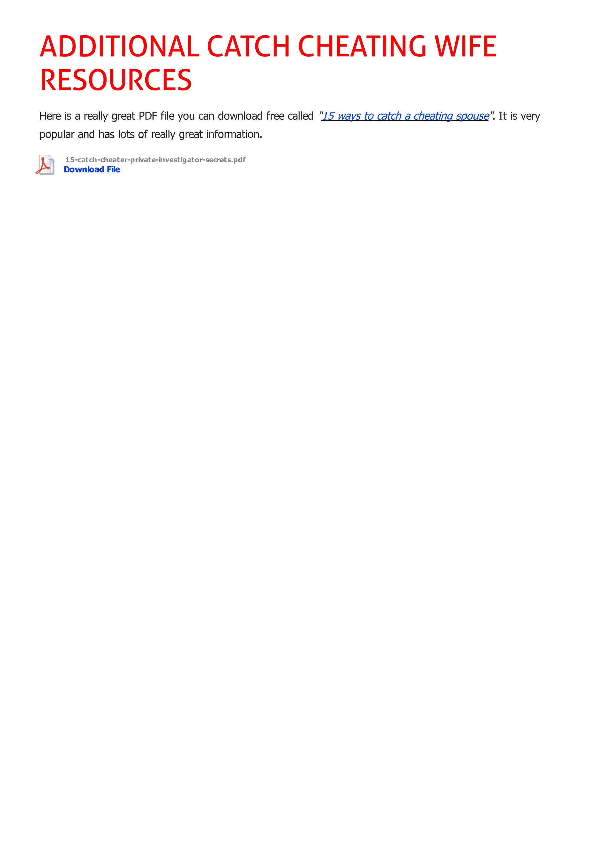 How to-catch-cheating-wife | PDF