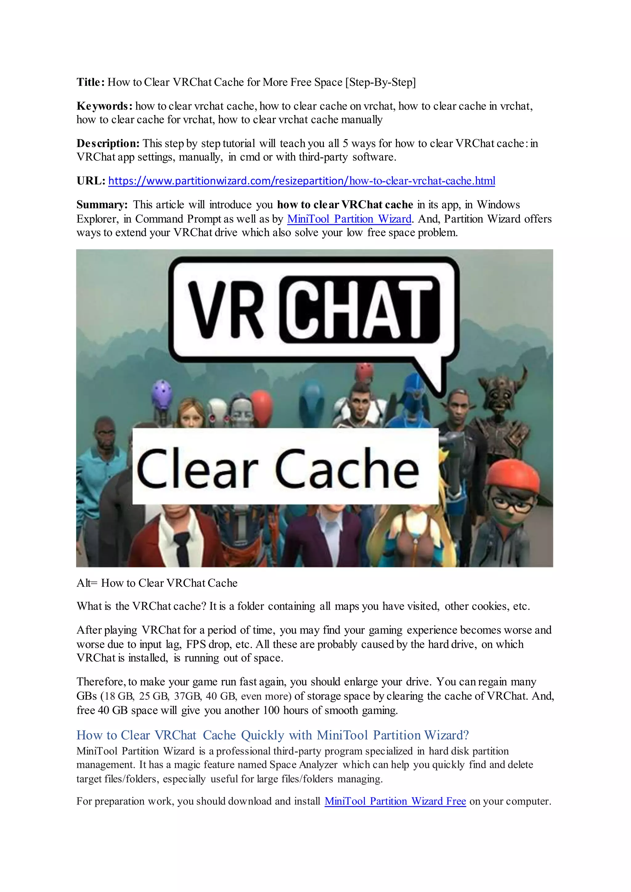 How to Clear VRChat Cache | PDF
