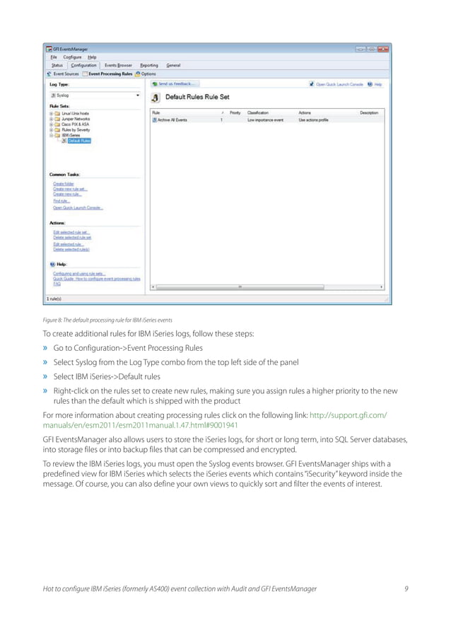 How to configure IBM iSeries event collection with Audit and GFI EventsManager | PDF