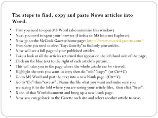 How To Copy A Newspaper Article & Save | PPT