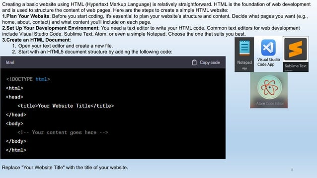 How to Create a College Website Page Using HTML | PPTX | Web Design and HTML | Internet