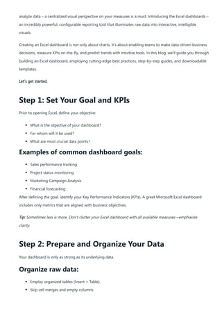 Excel Dashboard: How To Create A Dashboard In Excel 2025 | PDF