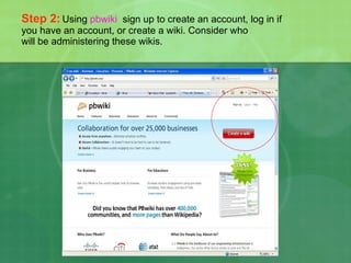 How To Create A Wiki Using Pbwiki2 | PPT