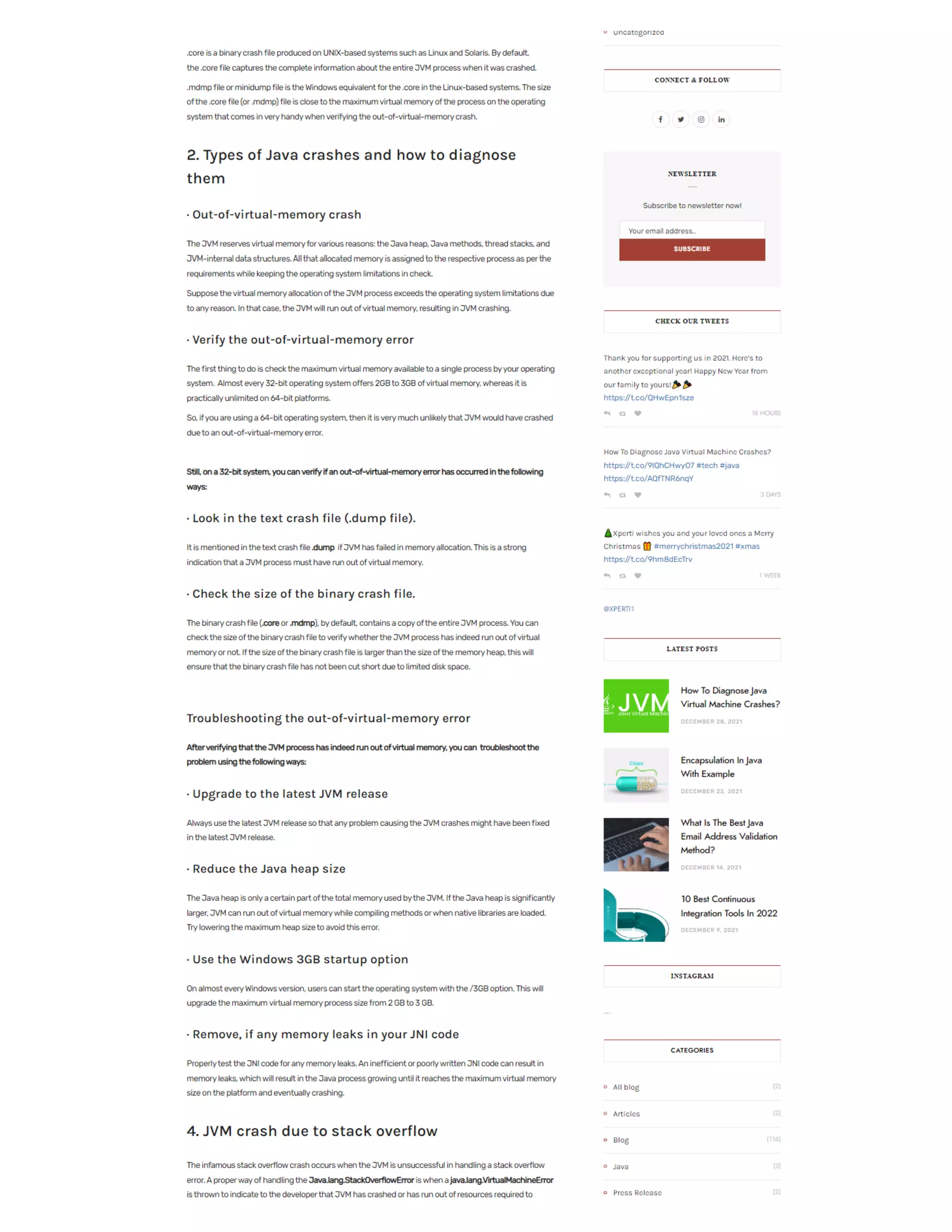 How To Diagnose Java Virtual Machine Crashes? | PDF