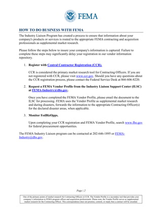 How to Do Business with FEMA | PDF