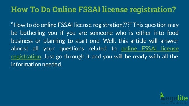 How To Do Online FSSAI license registration?