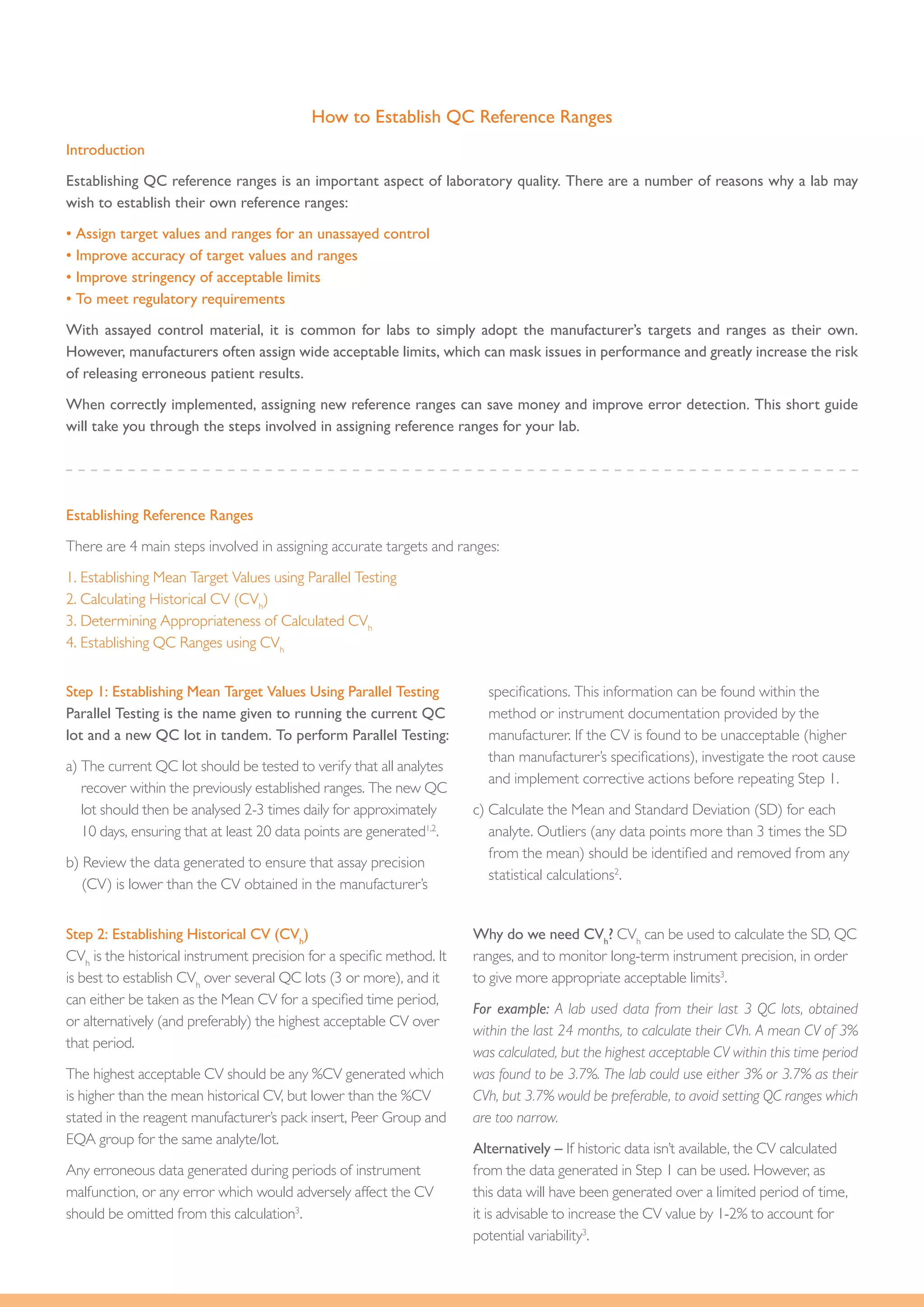 How to establish QC reference ranges - Randox QC Educational Guide | PDF