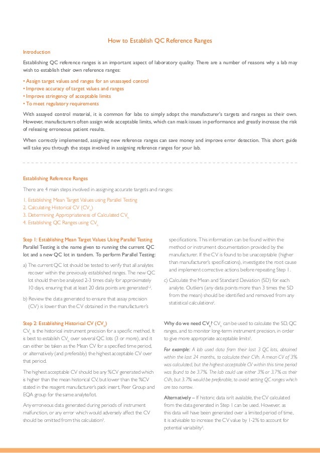 How to establish QC reference ranges - Randox QC Educational Guide
