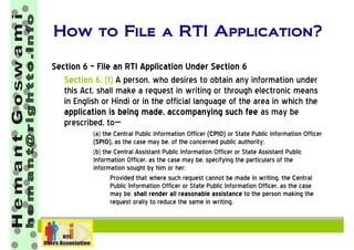 How to File RTI Application - Hemant Goswami | PPT