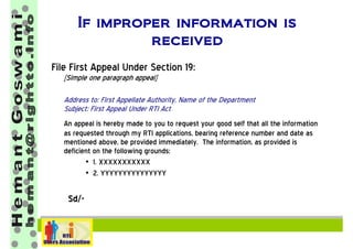 How to File RTI Application - Hemant Goswami | PPT