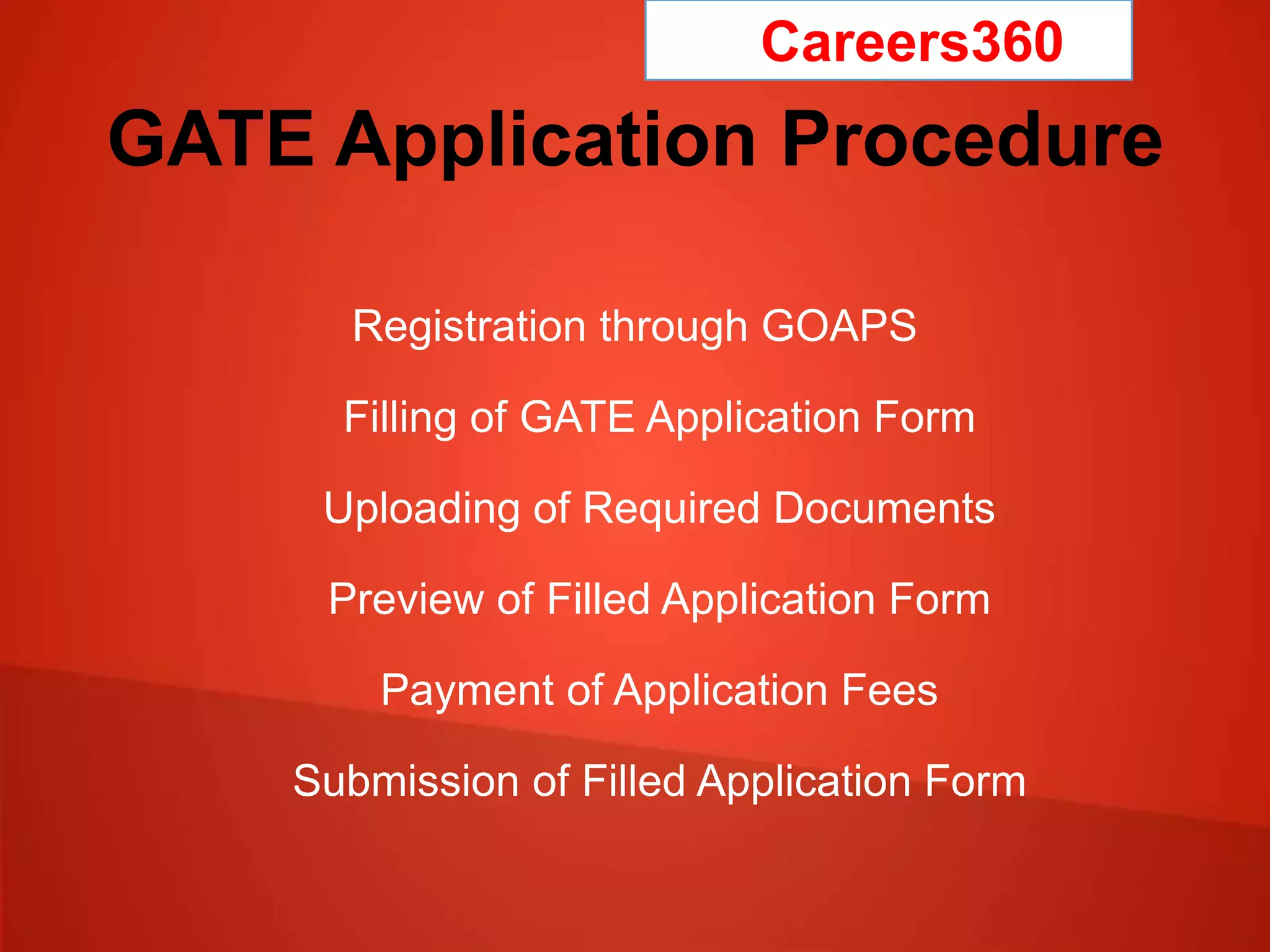 GATE 2018 Application Form - How to Apply | PPTX