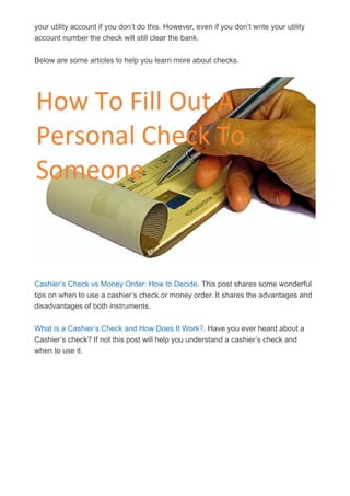 How To Fill Out A Personal Check To Someone | PDF