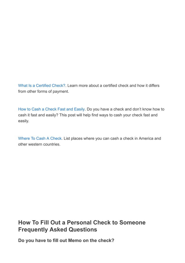 How To Fill Out A Personal Check To Someone | PDF