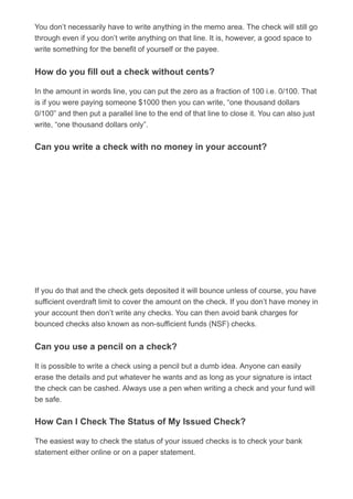 How To Fill Out A Personal Check To Someone | PDF