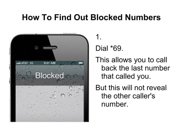 How To Find Out Blocked Numbers - Call Back Restricted Numbers | PPT