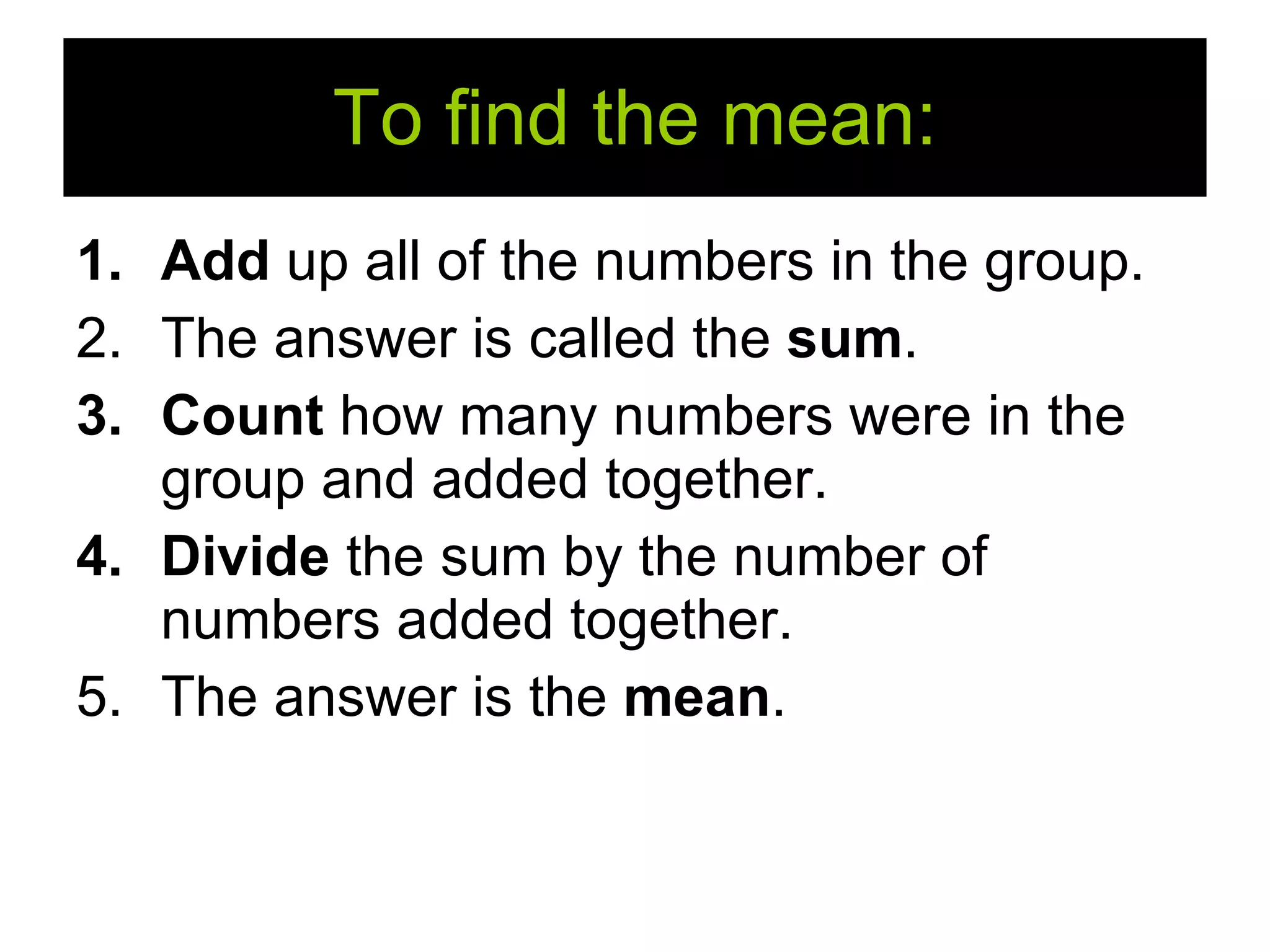 How To Find The Mean | PPT