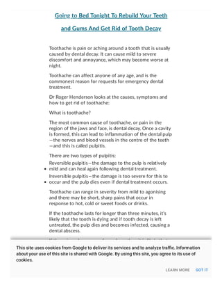 How to Get Rid of Toothache! | PDF