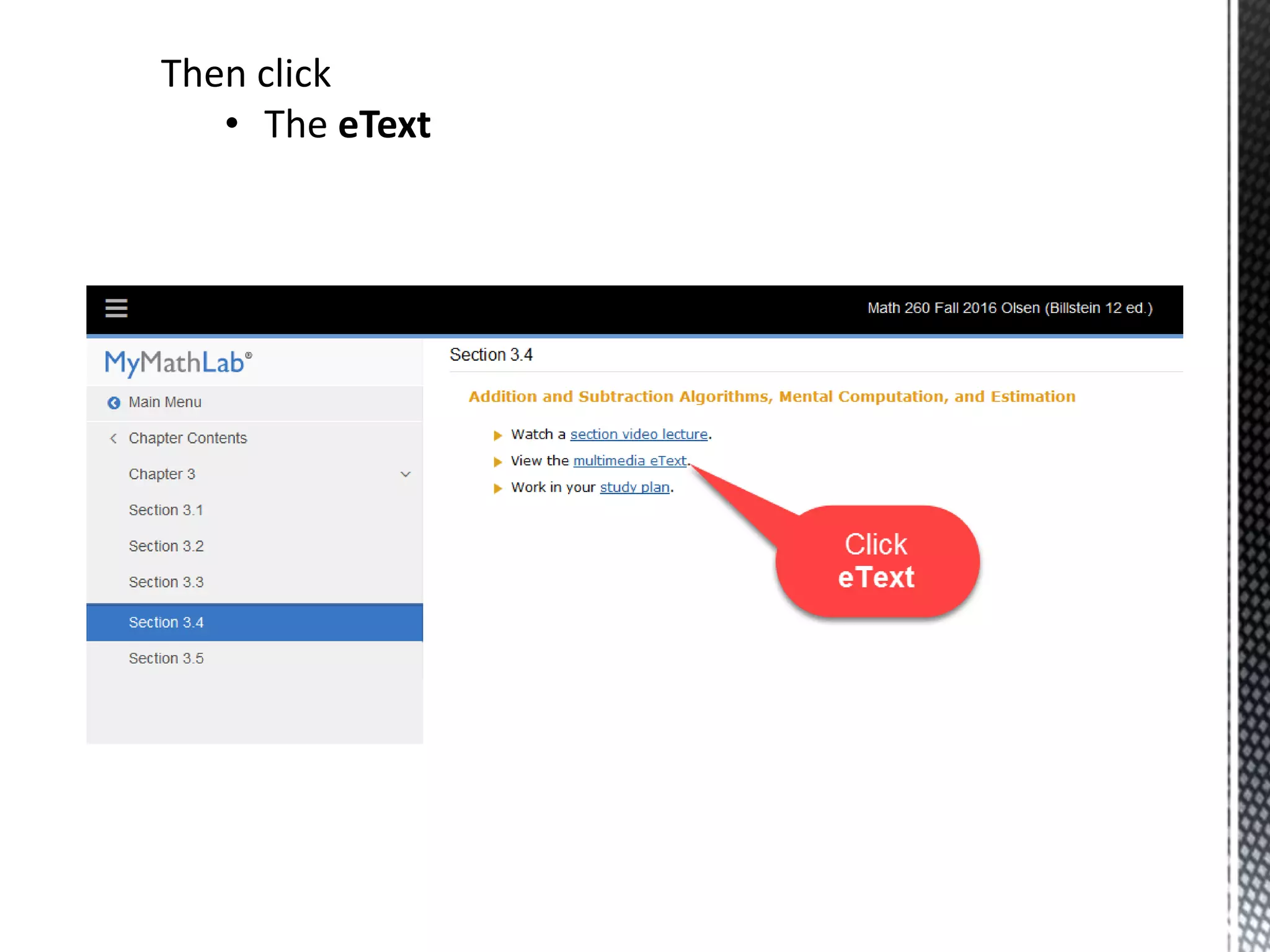 How to Get to the eText to Do Written Homework | PPTX