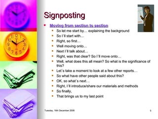 How To Give Presentations Presentation Signposting | PPT