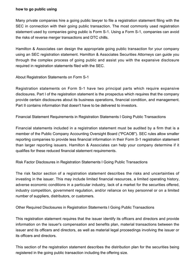 How To Go Public Using Form S-1 | PDF
