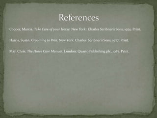 How To Groom A Horse And Identify The | PPTX