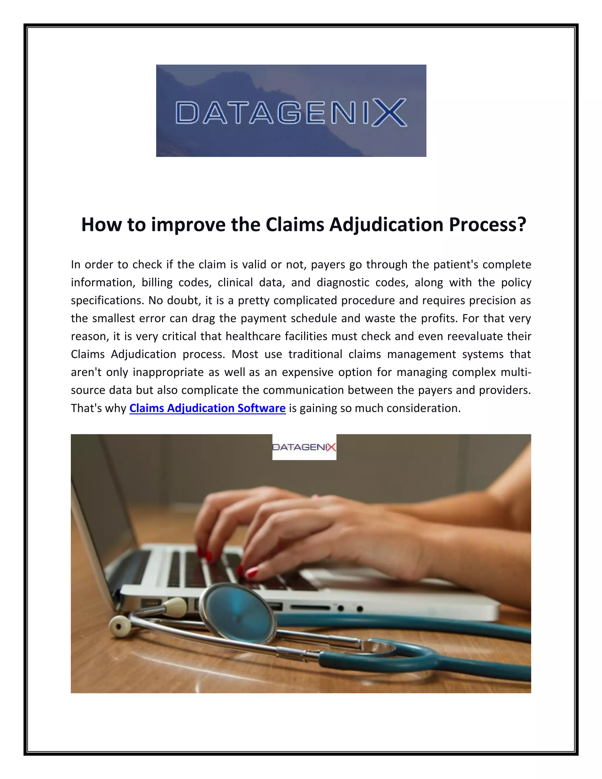 How to improve the Claims Adjudication Process? | PDF