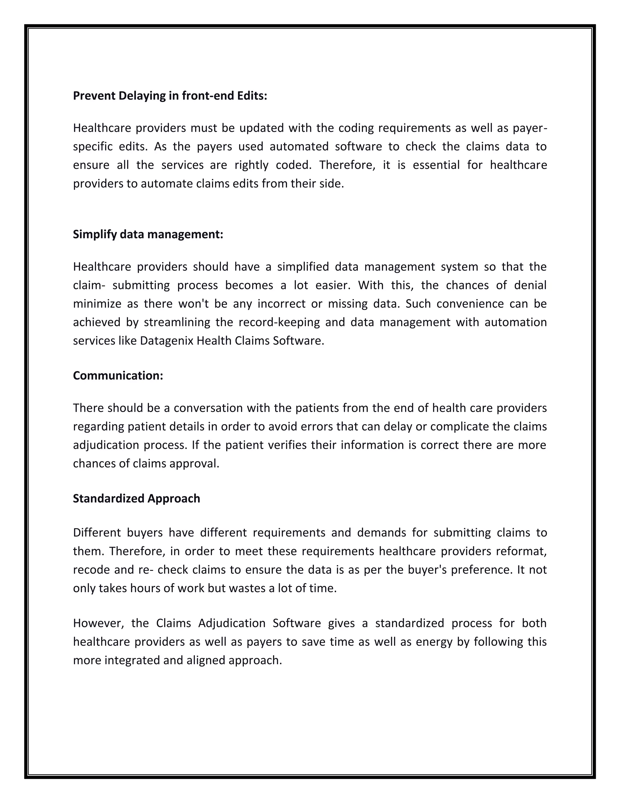How to improve the Claims Adjudication Process? | PDF
