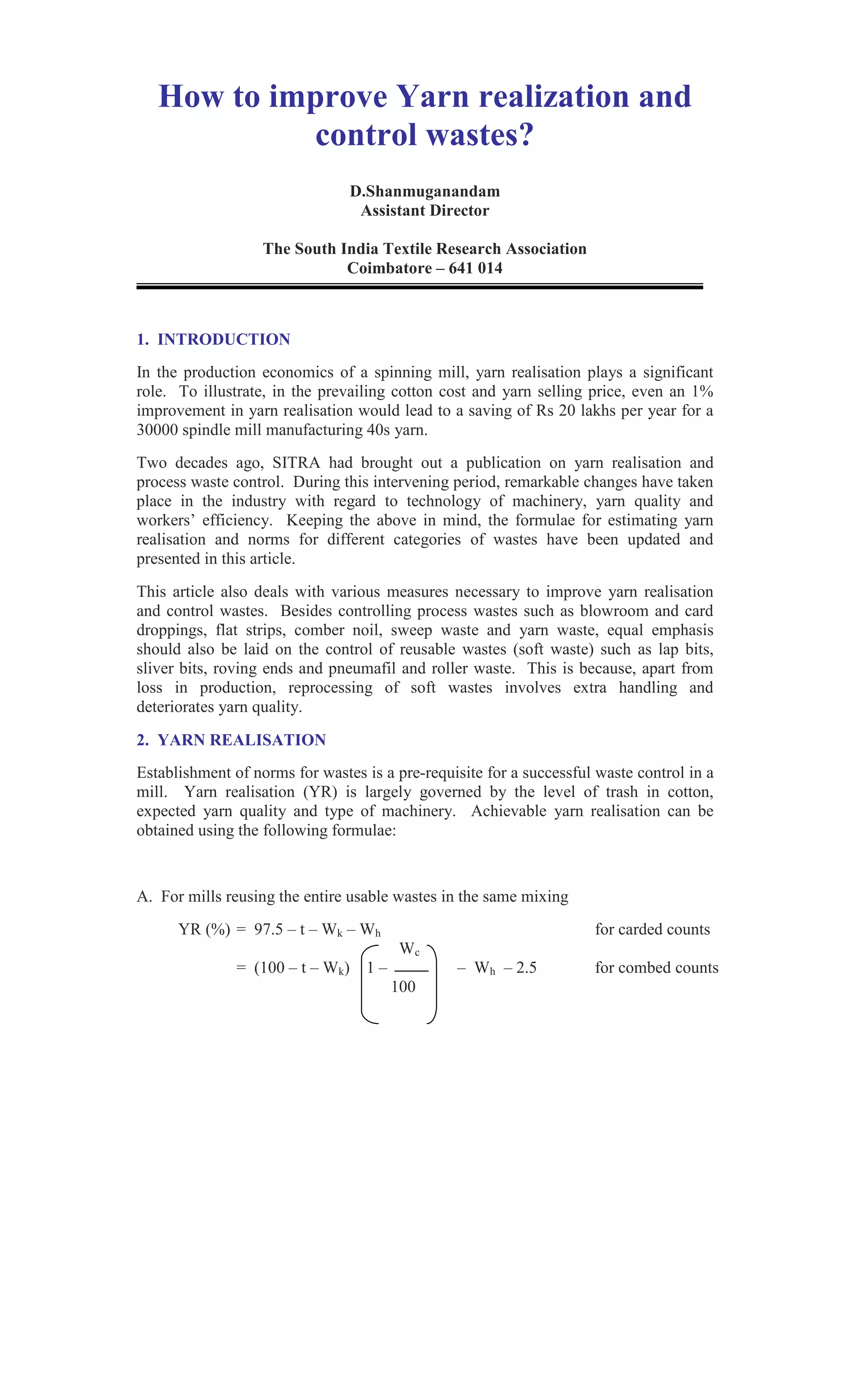How to-improve-yarn-realization-and-control-wastes | PDF