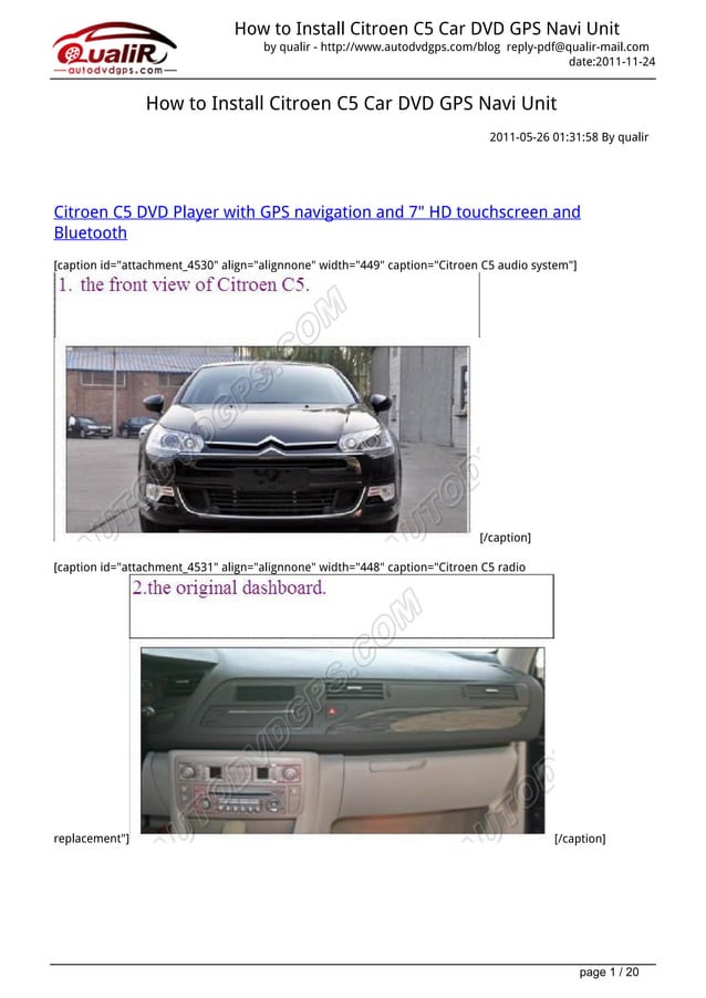 How to-install-citroen-c5-car-dvd-gps-navi-unit | PDF | Auto Navigation ...