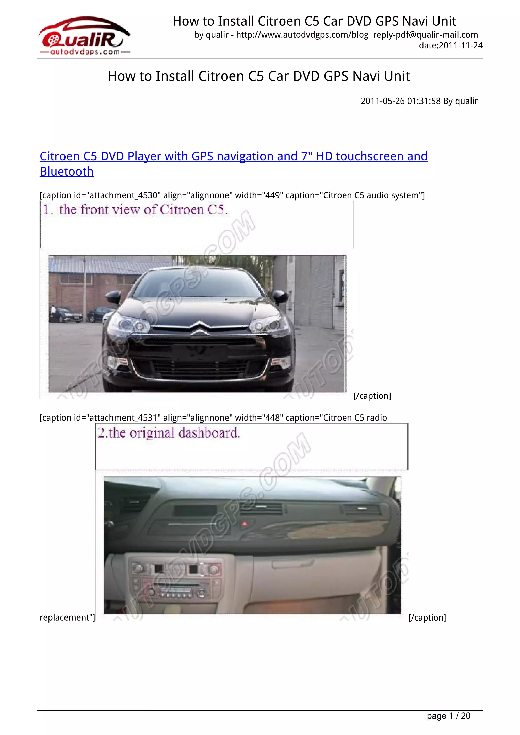 How to-install-citroen-c5-car-dvd-gps-navi-unit | PDF