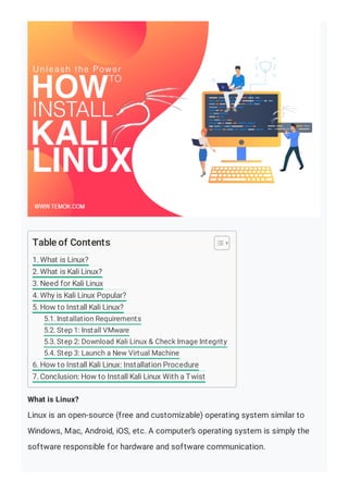 Unleash the Power: How to Install Kali Linux With a Twist | PDF