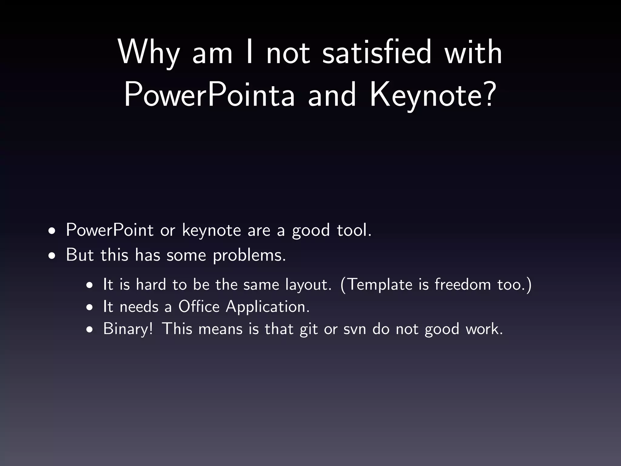 How to make keynote like presentation with markdown | PDF