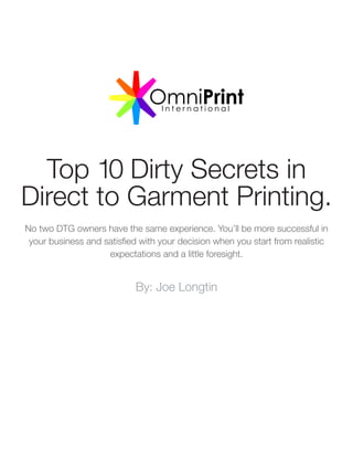 Top 10 Dirty Secrets in Direct to Garment Printing | PDF