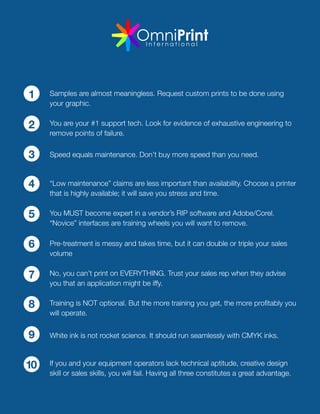 Top 10 Dirty Secrets in Direct to Garment Printing | PDF