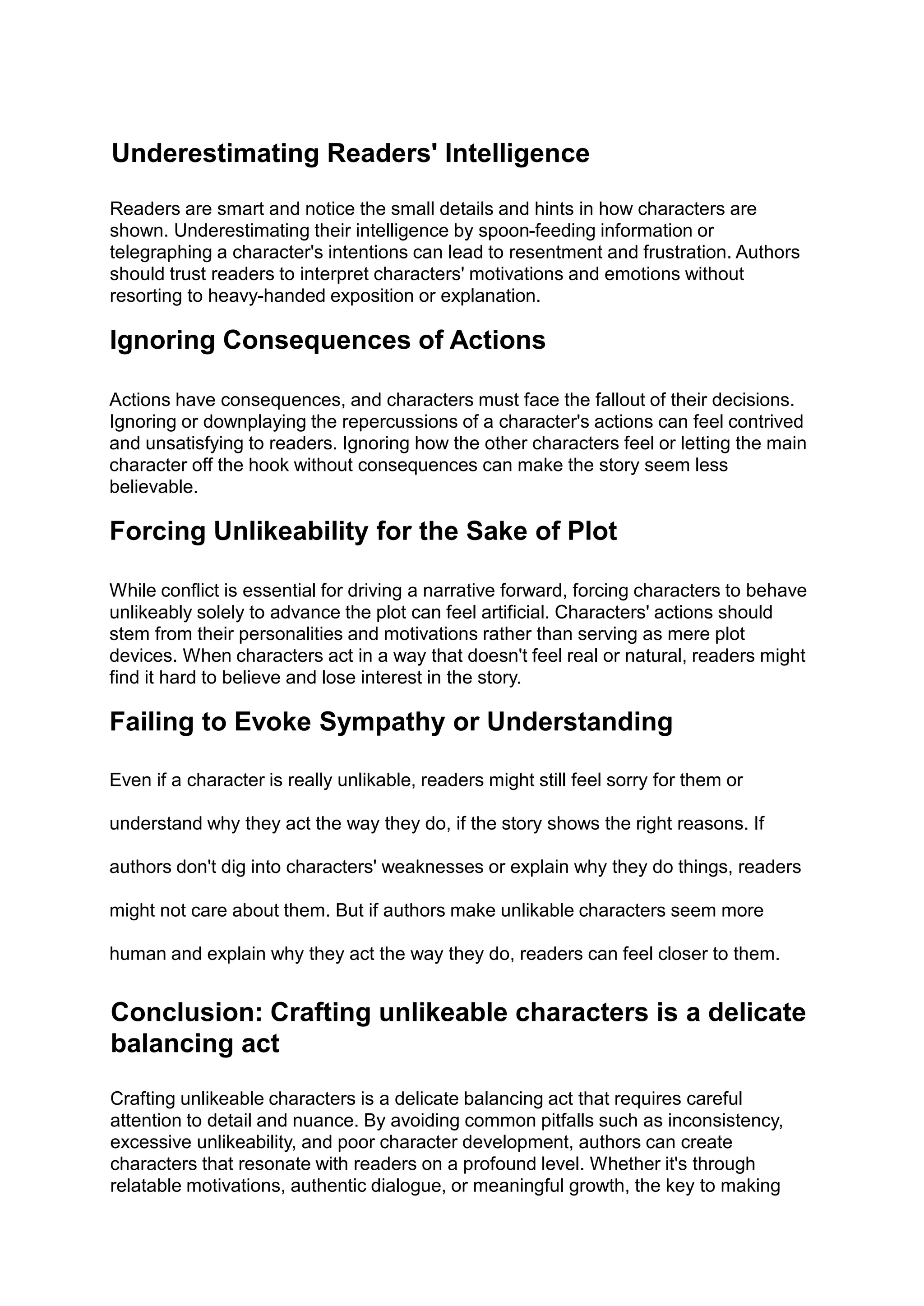 How to Make Readers Dislike Your Characters | PPT